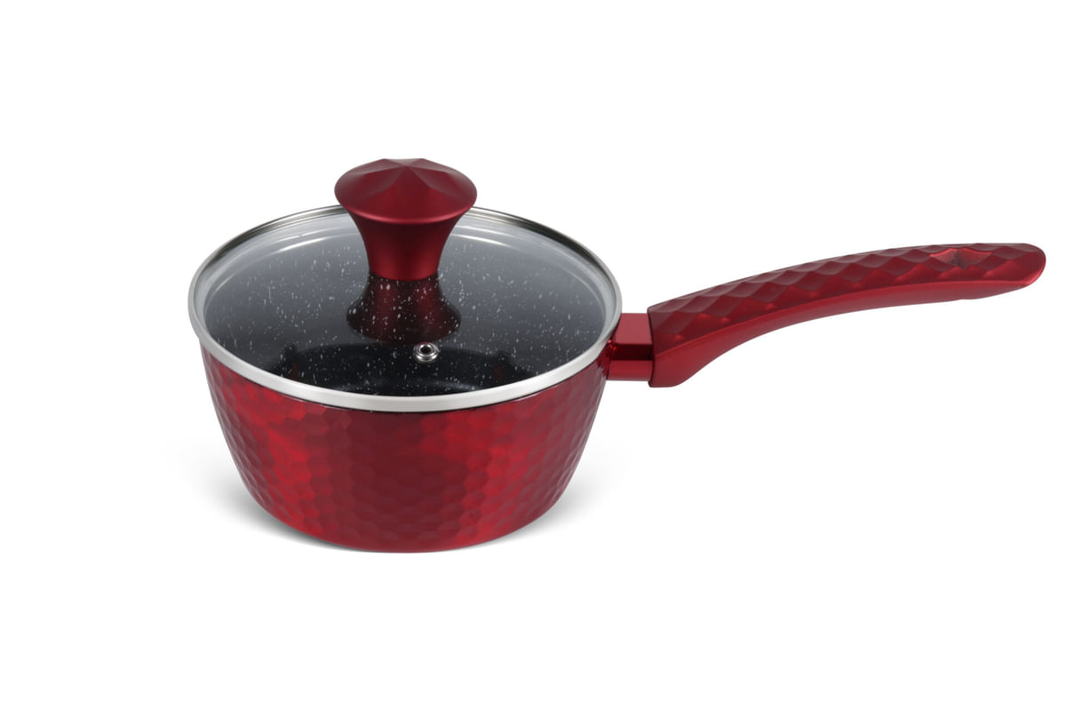 EDENBERG 15 Piece Red Hexagon Design Forged Cookware Set| Stove Top