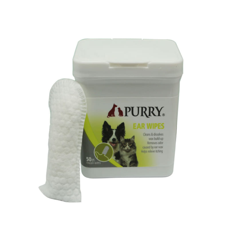 Purry Ear Finger Wipes For Dogs And Cats - 50pcs