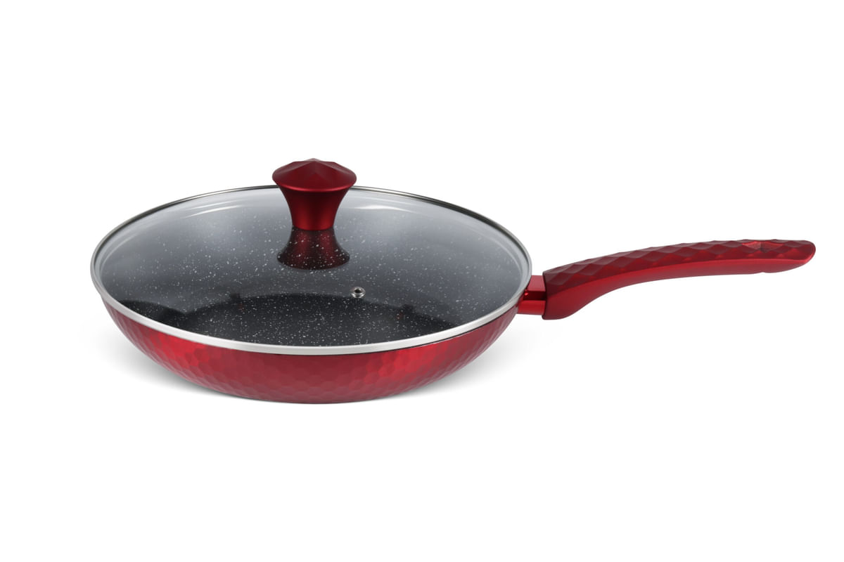 EDENBERG 15 Piece Red Hexagon Design Forged Cookware Set| Stove Top