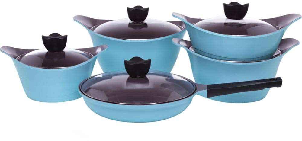 Elegance Mohebbi Set of 12-Piece Ceramic Coated Cast Aluminum Cookware ...