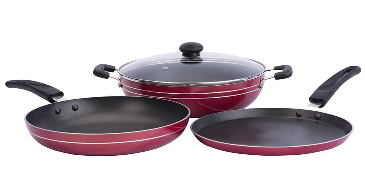Impex 4 Piece Nonstick Induction Base Cookware Set (Kadai Pan, Tawa Pan ...