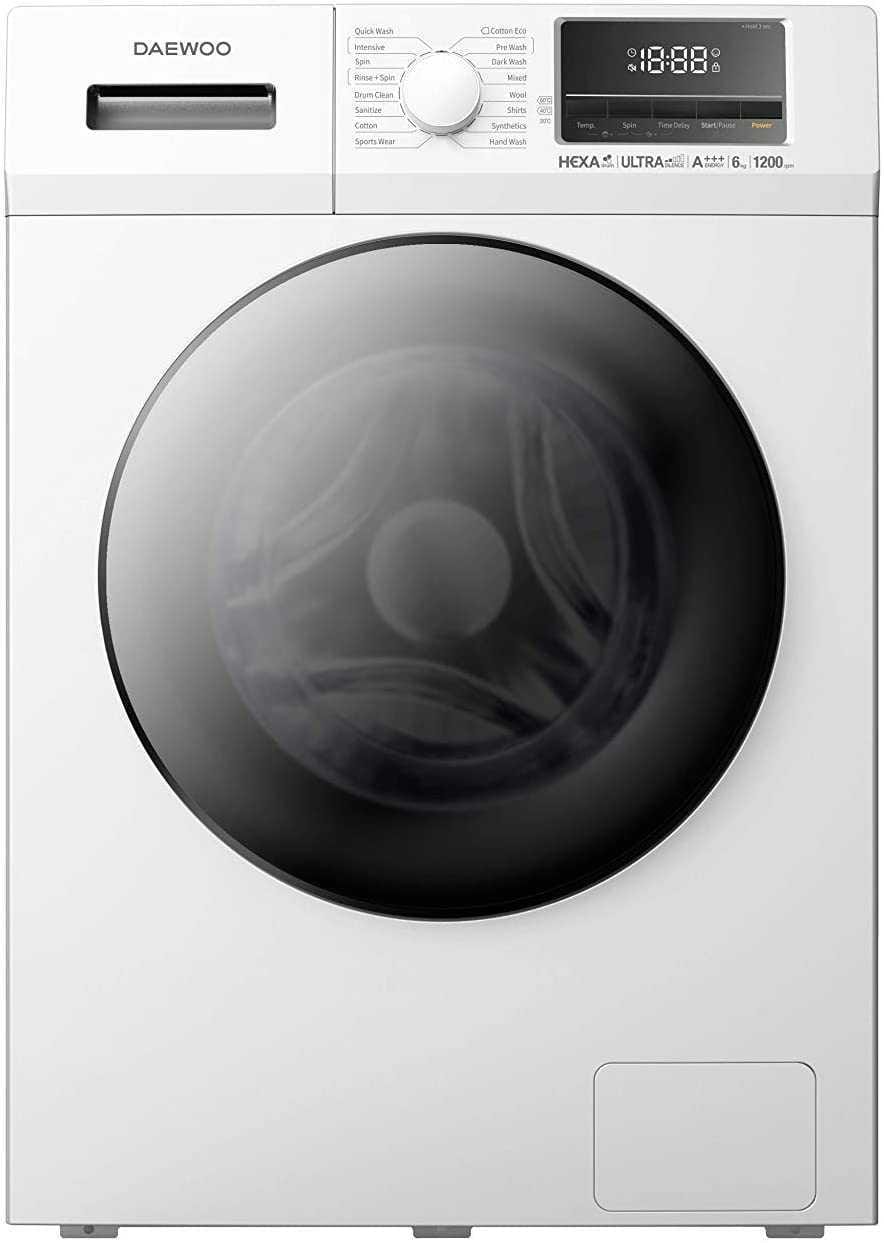 Daewoo Front Load Automatic Washing Machine 1200 RPM, 6kg, White, DWD ...