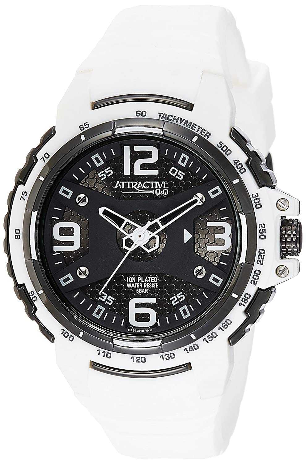 Q&Q Attractive Ion Plated Stylish Sport Collection Silicone Band Men's ...