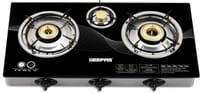 Geepas Triple Gas Burner with Tempered Glass Auto-Ignition Thick Pan ...