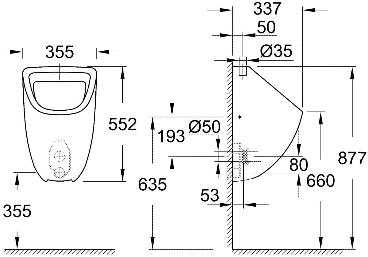 Grohe Bathroom Fixtures, Bau Ceramic Urinal, 39439000