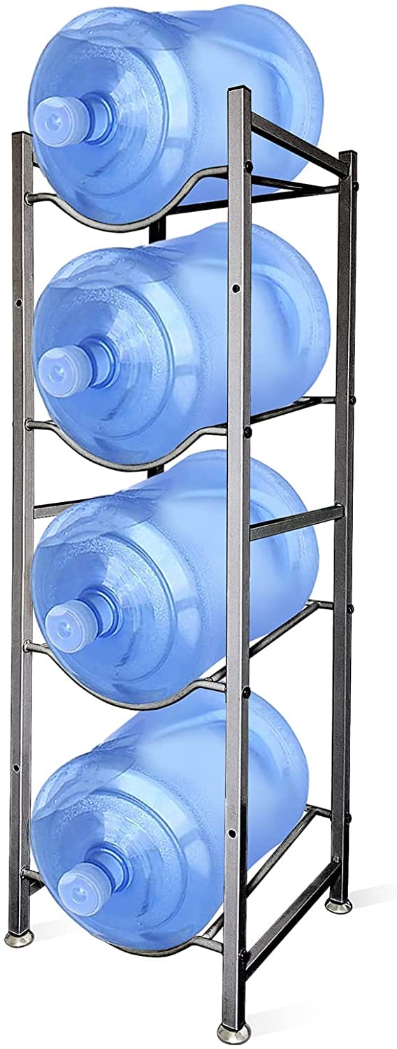 SKY-TOUCH 4-Tier Water Bottle Holder Shelf Cooler Jug Rack, Heavy Duty ...