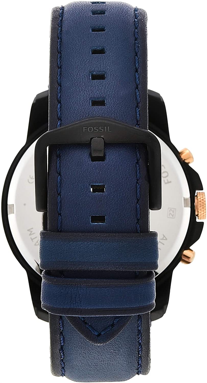 Fossil Leather Mens Quartz Watch /Blue/One Size