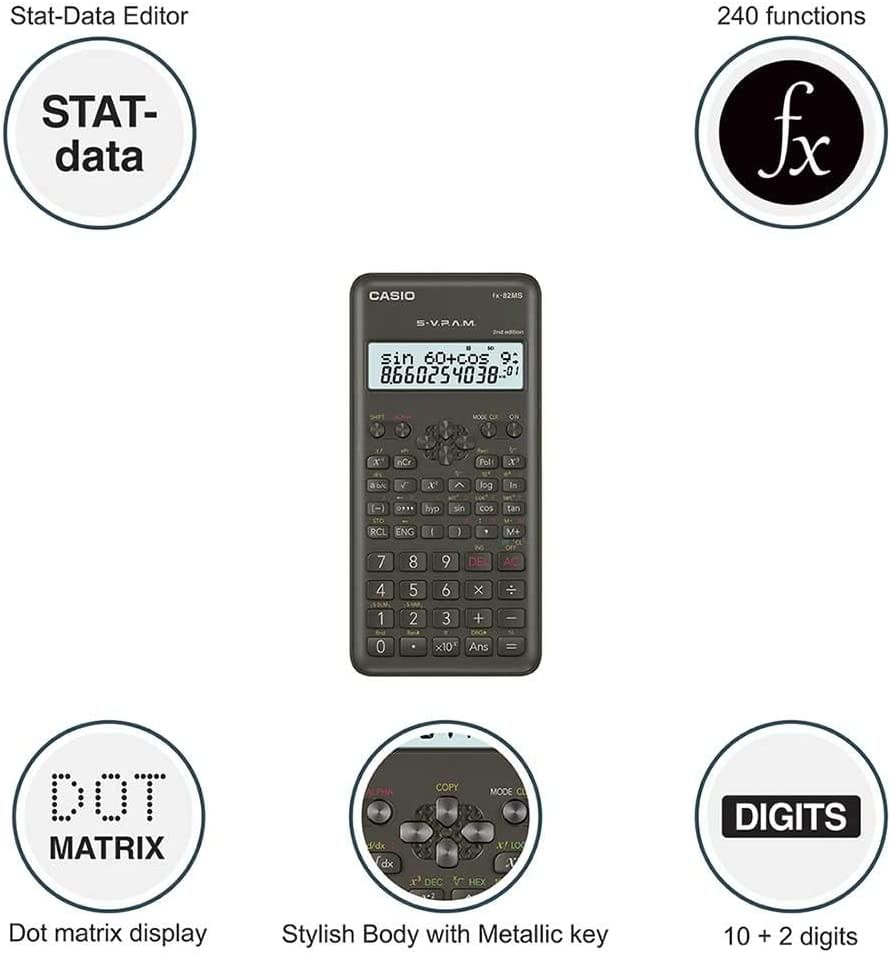 Casio Fx-82Ms-2Nd Edition Scientific Calculator/Black