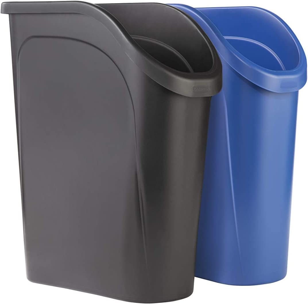Rubbermaid 6.4G Undercounter Wastebasket 2 Pack, Blue and Black for ...