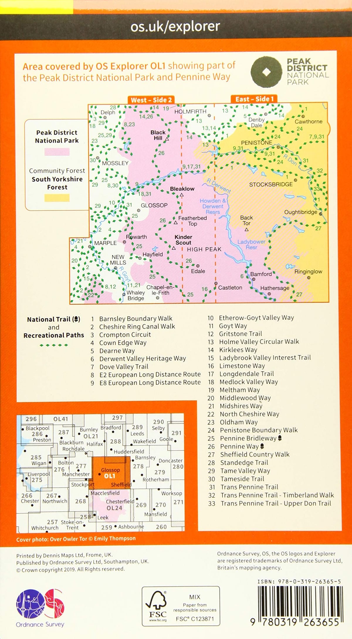 The Peak District: Dark Peak Area/Map/Multi Colour