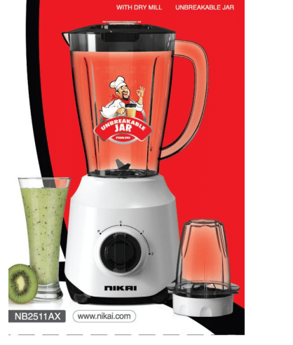Nikai NB2511AX 400W Power Blender With Dry Mill 2 Speed With Pulse