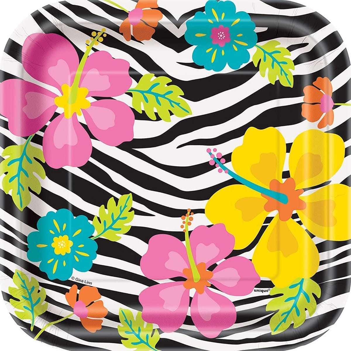 Unique Wild Luau Party Plates, 10-Pack, 7-Inch Size