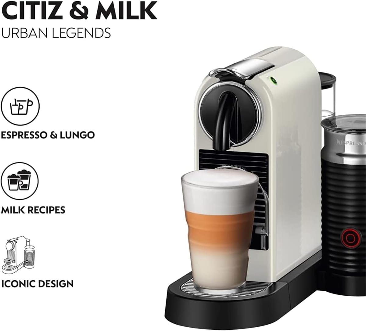 NESPRESSO Citiz and Milk D123 White Coffee Machine