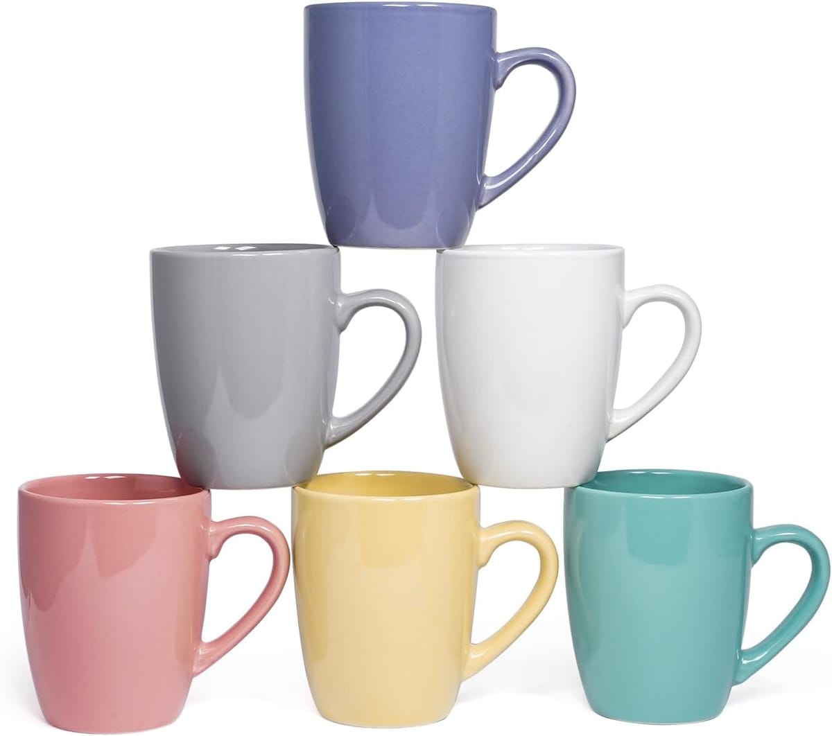 Decopor Ceramic Stoneware Mugs- Set 6-Pieces, 360 ml Capacity
