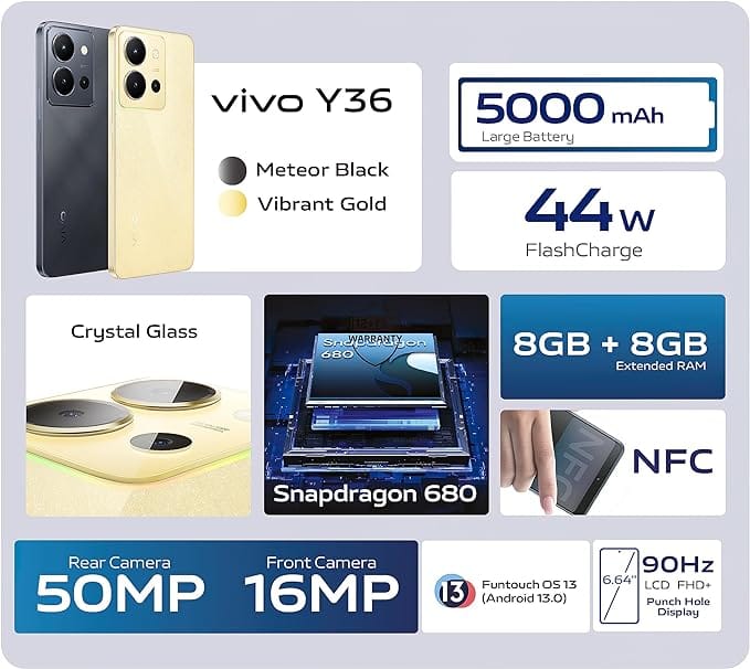 Vivo Y36 4G Dual SIM Vibrant Gold 8GB RAM 128GB
