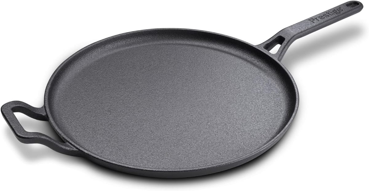 Prestige Cast Iron Flat Tawa 24 cm | Induction Base Tawa Pan for Dosa ...