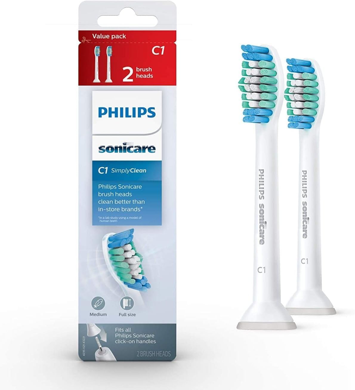 SONICARE Philips Genuine Simply Clean Replacement Toothbrush Heads, 2 ...