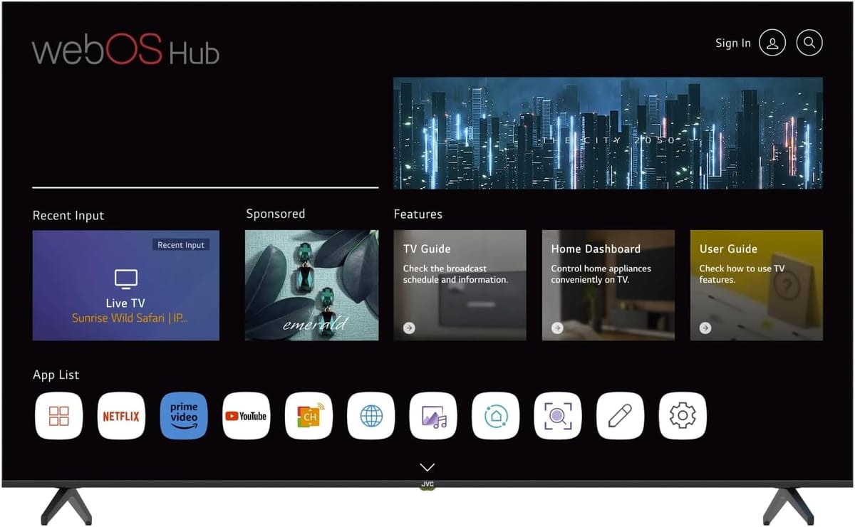 JVC 85 Inch Edgeless 4K QLED Quantum Dot WebOs Smart TV with Magic remote