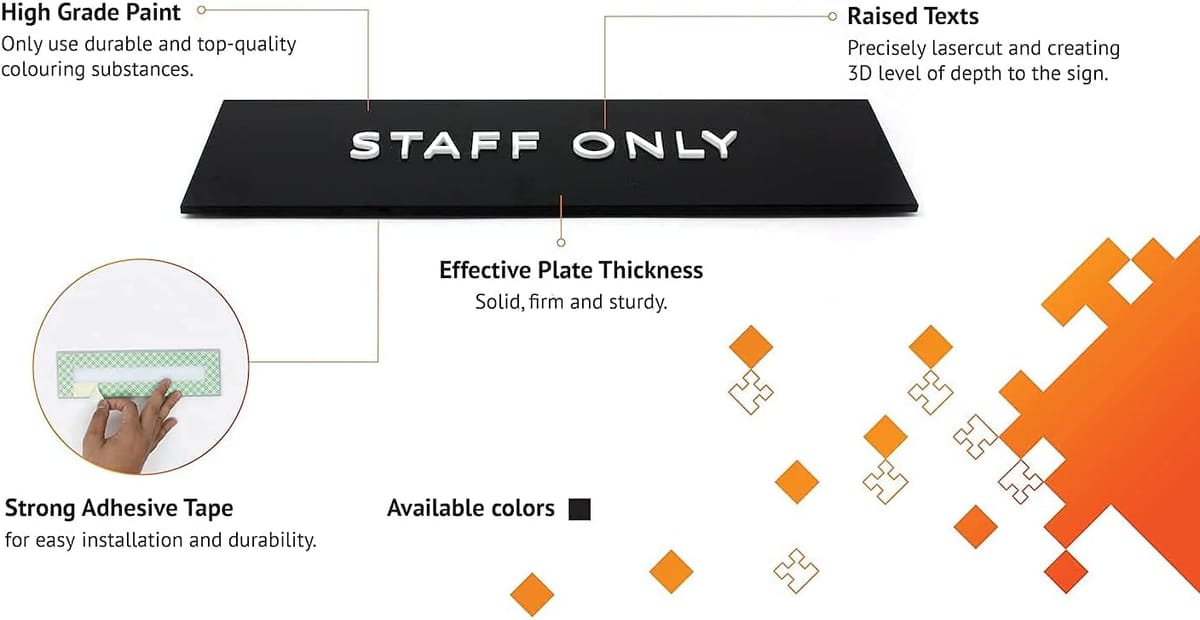 BPA Staff Only Sign, Modern Design Door Sign for Employees Only Area with
